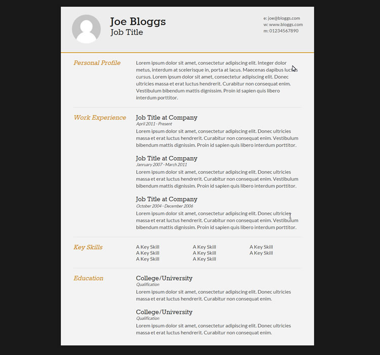 Get Cv Website Template Free PNG